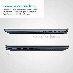 ASUS ZenBook 14”WQXGA+ 16:10 OLED Touchscreen Display Laptop | Intel Core i7-1165G7 | NVIDIA GeForce MX450 | Backlit Keyboard | Windows 11 Pro | Grey (Gray, 16GB RAM | 1TB SSD)