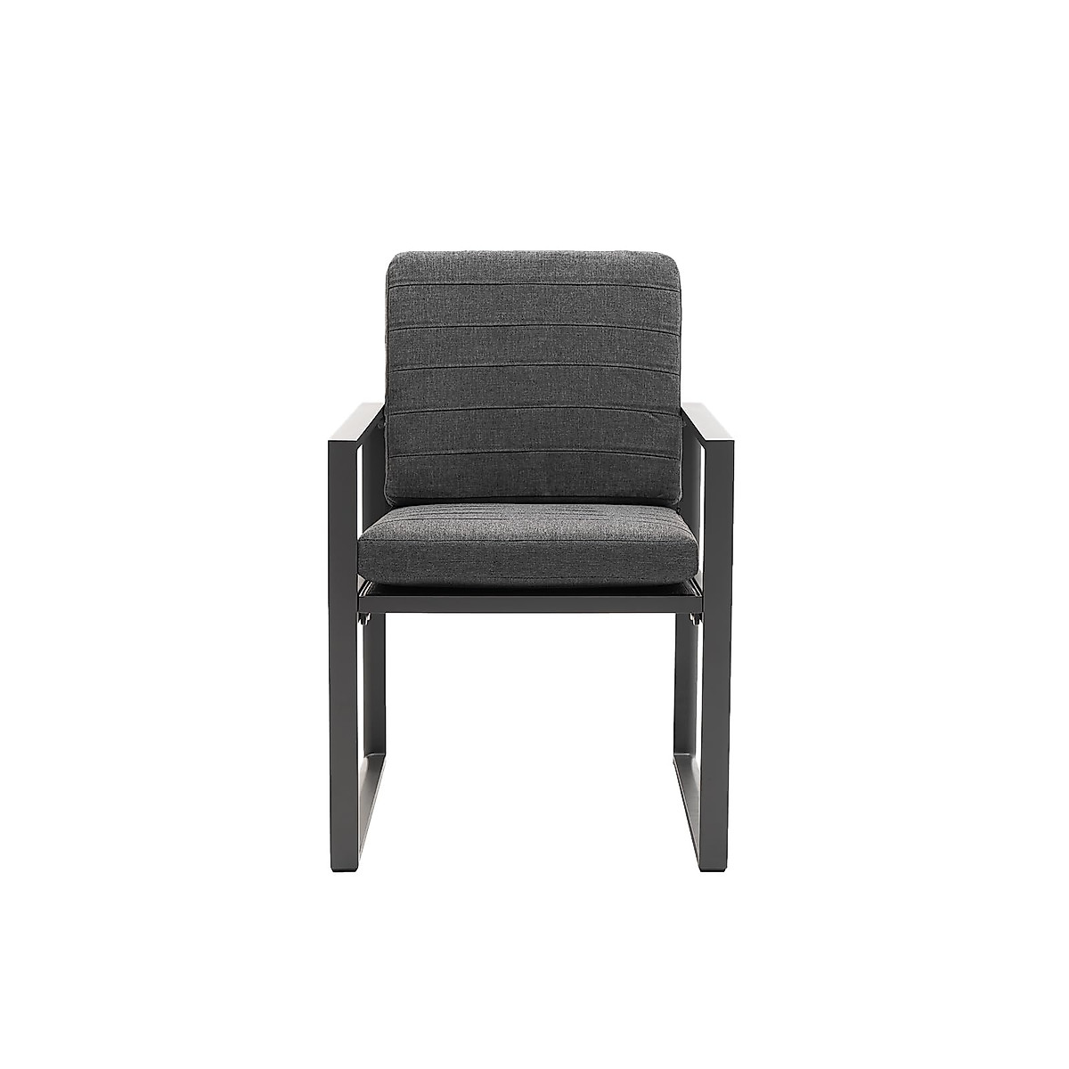 LebenLiebe Patio Dining Chairs Set of 2 Outdoor Dining Chair with Armrests and Cushions Aluminum Outdoor Furniture Armchairs Bistro Chairs,Dark Grey