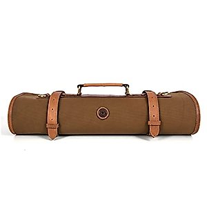 Leather Canvas Knife Roll Storage Bag Expandable 10 Pockets Detachable Shoulder Strap Travel-Friendly Chef Knife Case Roll By Aaron Leather Goods (Cleveland, Canvas Leather)