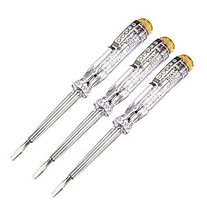 uxcell Voltage Tester AC 100-500V with 3mm Slotted Screwdriver with Clip for Circuit Test, Clear, Pack of 3