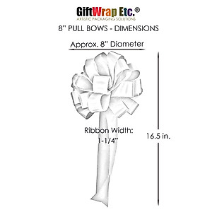 White Pull Bows with Tails - 8" Wide, Set of 6, Veteran's Day, Christmas, Wedding, Gift Bows, Reception, Fundraiser, Birthday, Valentine's Day, Mother's Day, 4th of July