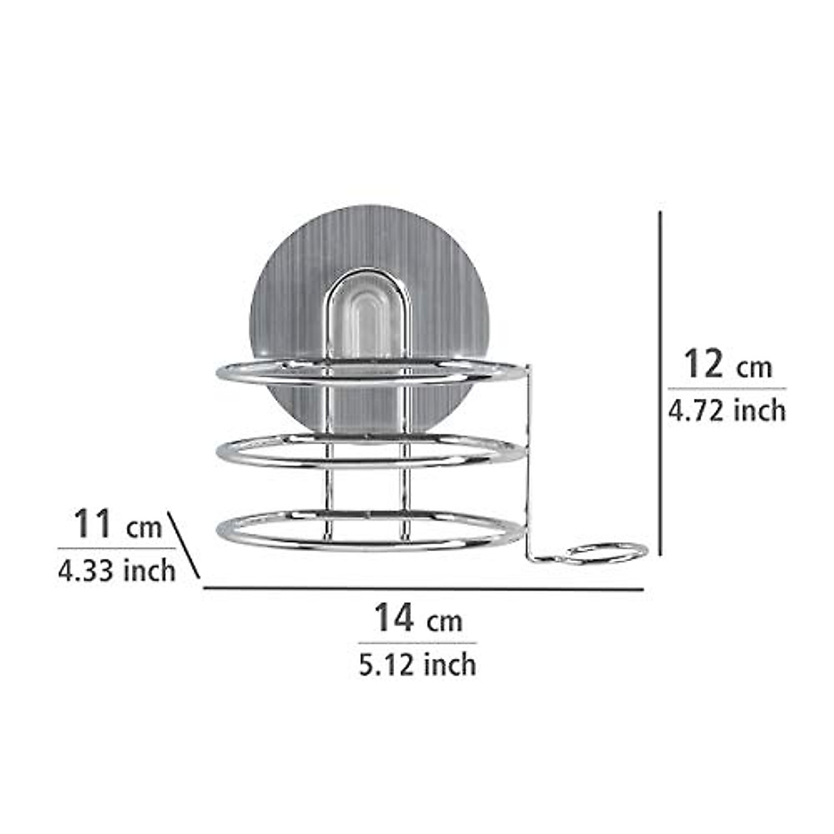 WENKO Osimo Hair Dryer Holder, 5" x 4.7" x 4.3", Chrome