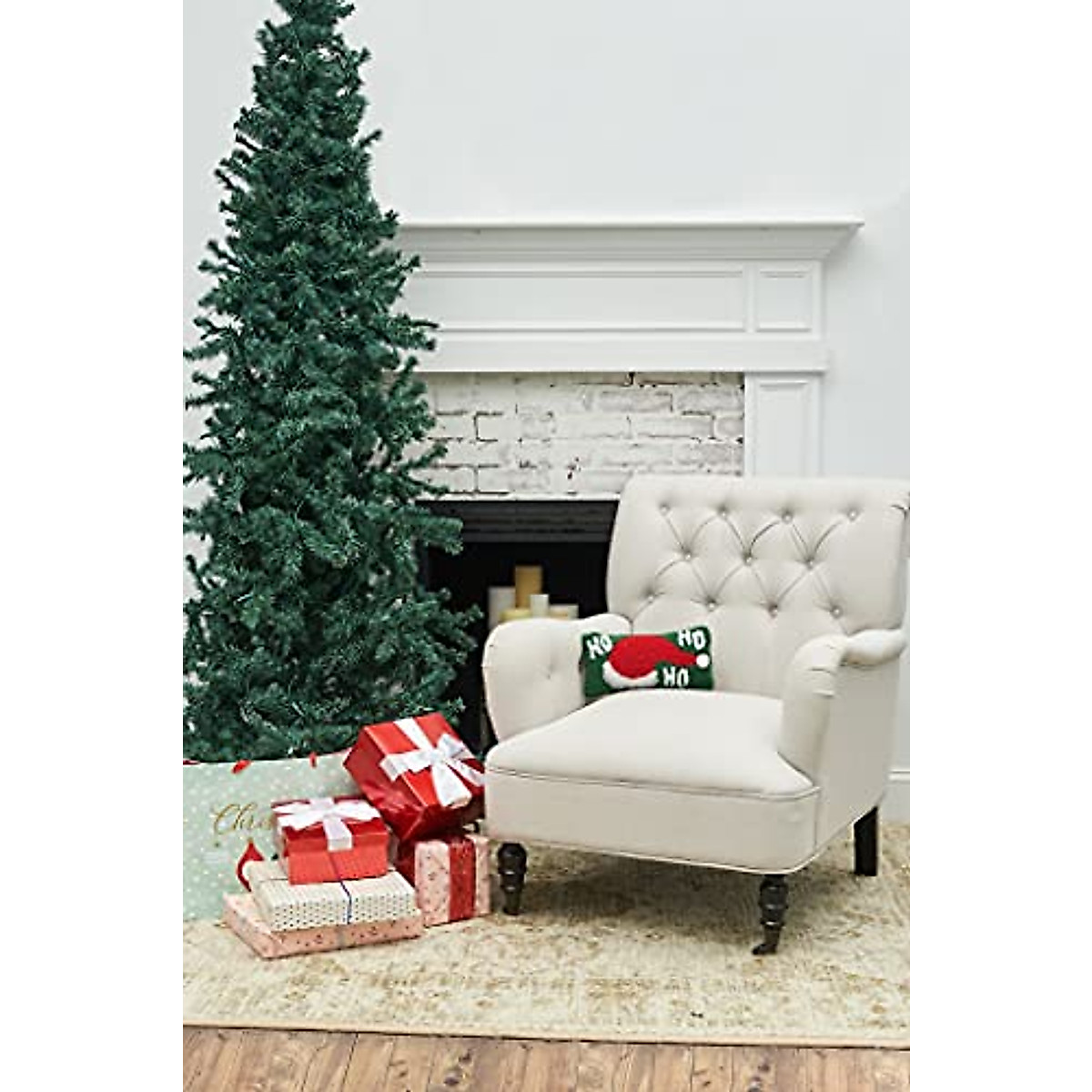 C&F Home HoHoHo Hat Hooked Petite Christmas Pillow Winter Decor Decoration Throw Pillow for Couch Chair Living Room Bedroom 6 x 12 Green