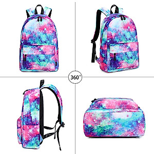abshoo Lightweight Water Resistant Backpacks for Teen Girls School Backpack with Lunch Bag (Galaxy A Set)