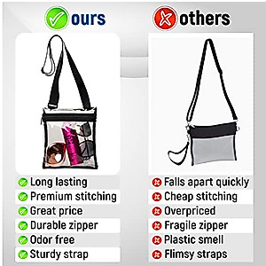 Clear Purses for Women Stadium Crossbody | Small Clear Bag Stadium Approved under 12x6x12 for Concert, Festival, Games Events