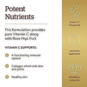 Solgar Vitamin C 500 mg with Rose Hips, 250 Tablets - Antioxidant & Immune Support - Overall Health - Supports Healthy Skin & Joints - Non GMO, Vegan, Gluten Free, Dairy Free, Kosher - 250 Servings