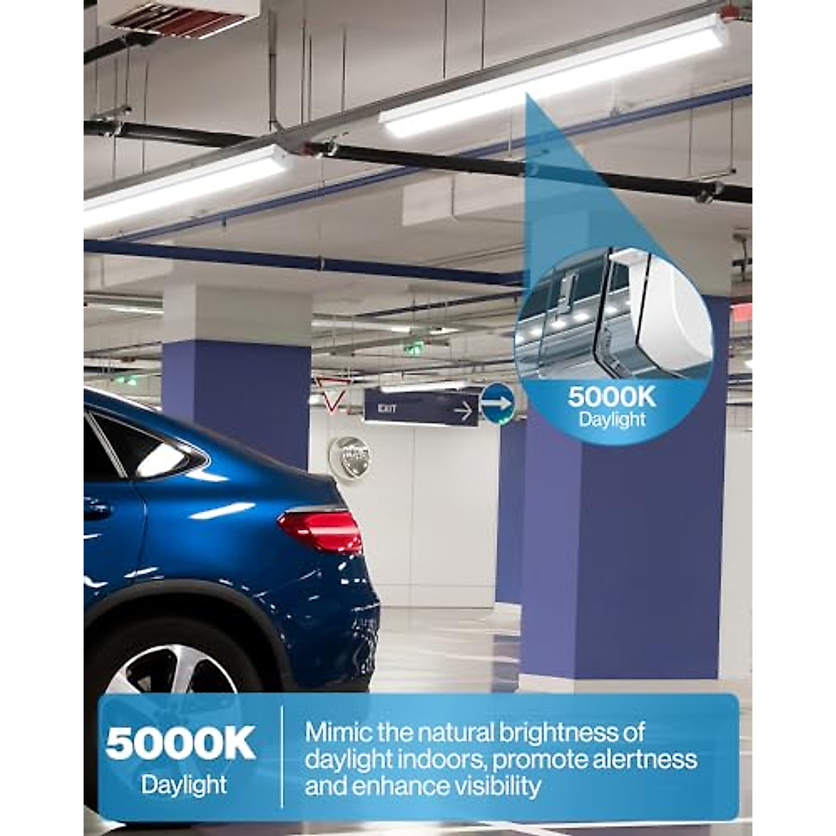 Sunco 4FT LED Shop Light Wraparound Light Fixture, Garage Ceiling Lights, Linkable, 3500 LM, 40W=300W, 5000K Daylight, Hardwired, Surface Mount, Workshop Utility Light ETL 3 Pack