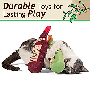 TWINCRITTERS KittiLush 2-Pack Organic Silvervine Catnip Substitute Toys for Cats & Kittens | 100% All-Natural Wild Harvested Silvervine | 2 TWINCRITTERS Refillable Wine Bottle Plush Cat Toys