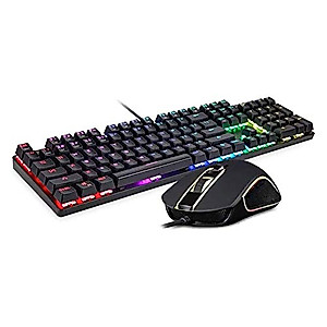 RGB Gaming Keyboard and Backlit Mouse Combo USB Wired Backlit Keyboard LED Gaming Keyboard Mouse Set for Laptop PC Computer Game and Work