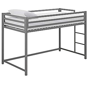 DHP Mabel Twin Metal Junior Loft Bed in Silver