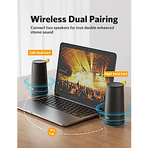 EarFun® UBOOM Bluetooth Speaker, [24W Stereo Sound] Boom Bass, 360° Surround Sound, Sweatshield™ IPX7 Waterproof, Indoor & Outdoor Modes, Dual Pairing, 24Hrs, Portable Wireless Speaker for iPhone etc