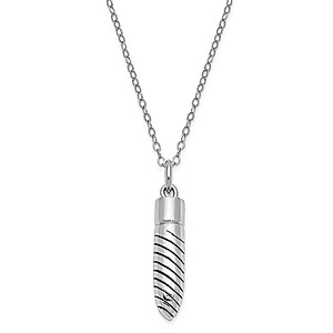 Sonia Jewels 925 Sterling Silver Vintage Antiqued Lined Bullet Ash Holder 18in. Pendant Necklace Charm Chain 18"