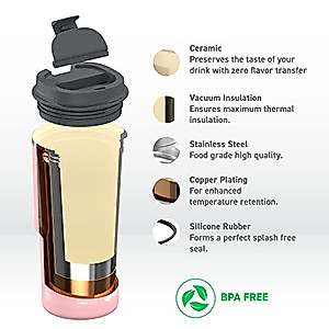 asobu 22oz Extra Large Ceramic-Lined Travel Mug with No Metal Taste-Keeps Flavors True - Double-Wall Vacuum Insulated Coffee Mug with Spill-Proof Pop-Open Lid for Hot Drinks
