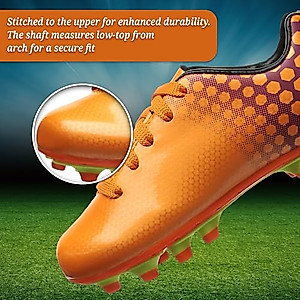 Vizari Palomar Firm Ground Soccer Shoes for Boys and Girls | Durable Synthetic Youth Soccer Cleats with Cushioned Sole for Stability | Secure Fit Kids Cleats with Padded Heel Orange/Purple