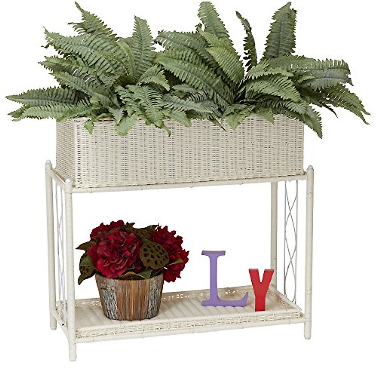 Household Essentials ML-5017 Indoor Outdoor Resin Wicker Planter Stand, 2 Piece