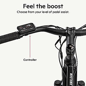 Schwinn Amalgam Adult Electric Bike, 18.5-Inch Hybrid Aluminum Frame, 7 Speed, 27.5-Inch Wheels, Matte Black