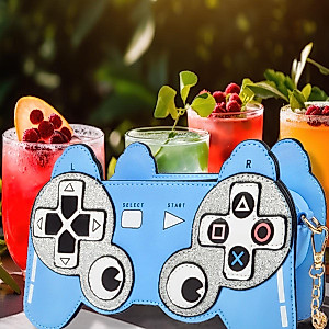 USTYLE Gamepad Shaped Crossbody Bag, Fashionable Novel Unique Women Shoulder Bag with Chain Strap (blue)