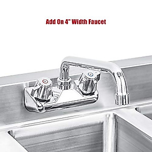 DuraSteel 3 Compartment Stainless Steel Bar Sink with 10" L x 14" W x 10" D Bowl - Underbar Basin - NSF Certified - Double Drainboard, Faucet Included (Restaurant, Kitchen, Hotel, Bar)