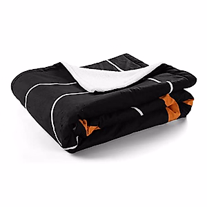 Lush Decor Basketball Game Sherpa Throw Blanket, 60" x 50", Black & Orange