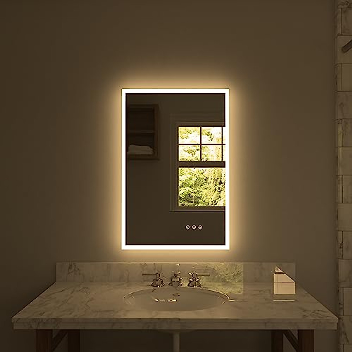 Luxaar Lucent 24 in. x 36 in. Wall Mounted LED Vanity Mirror with Color Changer, Dimmer and Defogger