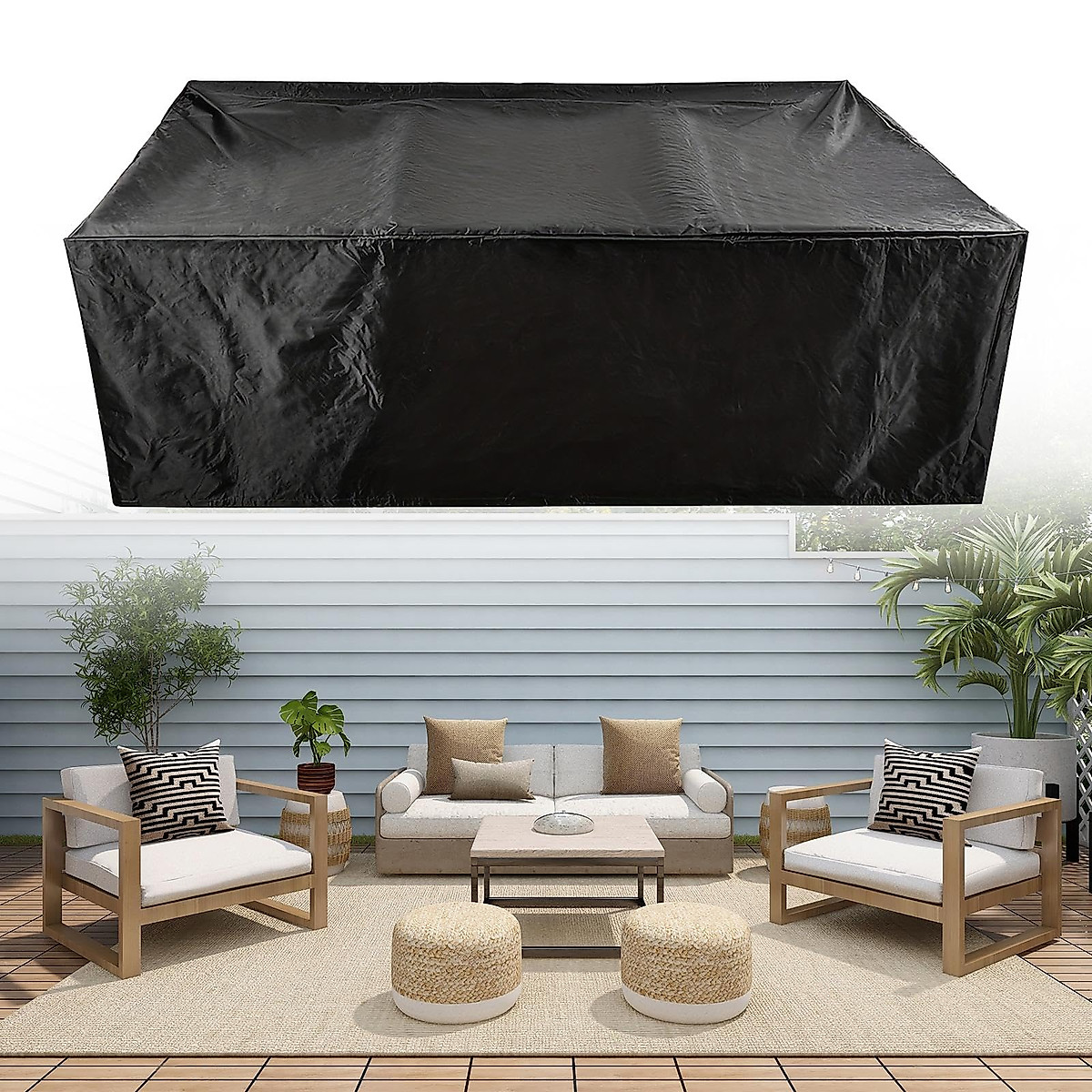 Patio Furniture Covers Protection, Tear Resistant Dining Set Cover Outdoor Furniture Covers for Sectional Sofa, Wicker Chairs, Table Furniture , 180cmx120cmx74cm