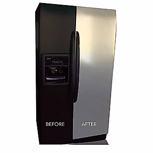 EZ FAUX DECOR Peel and Stick 36" x 72" (6ft) Brushed Nickel Stainless Steel Thick Durable Contact Paper Vinyl Refrigerator Replace Update Door Panel Cover Overlay Waterproof, Heat Resistant