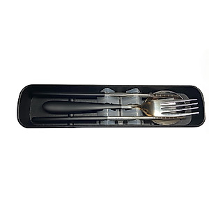 Travel Stainless Steel Utensils - Spoon Fork & Chopsticks with Box - Portable Active