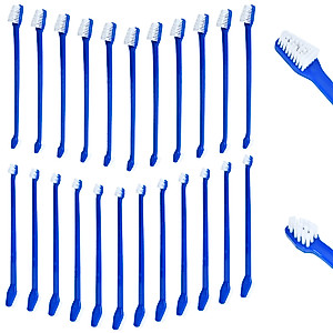 Elesunory 60 Pcs Dog Toothbrush Bulk, Dual Headed Dental Dog Toothbrush Set, Long Handle Toothbrush for Dogs Cat Puppy Teeth Cleaning Dental Oral Care (Blue)