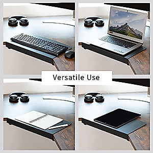 VIVO Clamp-on 17 inch Corner Desk Connector Platform for L-Shaped Workstations, Workspace Extender, Black, DESK-AC07C