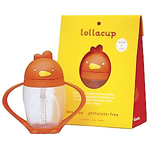 Lollaland Weighted Straw Sippy Cup for Baby: Lollacup - Transition Kids, Infant & Toddler Sippy Cup (6 months - 9 months) | Shark Tank Products | Lollacup (Orange)