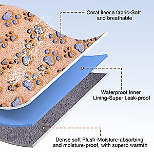 Ladadee Waterproof Guinea Pig Blankets, 1 Pack 3 Washable Guinea Pig Fleece Cage Liners, Soft & Super Absorbent Bedding Mats for Hamster Rabbit Chinchilla Cage Accessories -30 * 20in (SWGB)