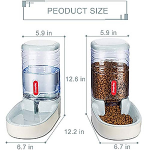 XingCheng-Sport 2 in 1 Pets Feeder Automatic Cat Feeder and Water Dispenser for Small Medium Big Dogs Cats Big Capacity 3.8L (Light Gray)