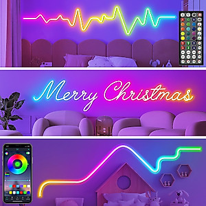 Led Neon Rope Lights 32.8Ft,Control with App/Remote,Flexible Rope Lights,Multiple Mode Led Neon Strip,IP65 Outdoor RGB Neon Lights Waterproof,Music Sync Gaming Led Neon Strip Lights for Bedroom Indoor