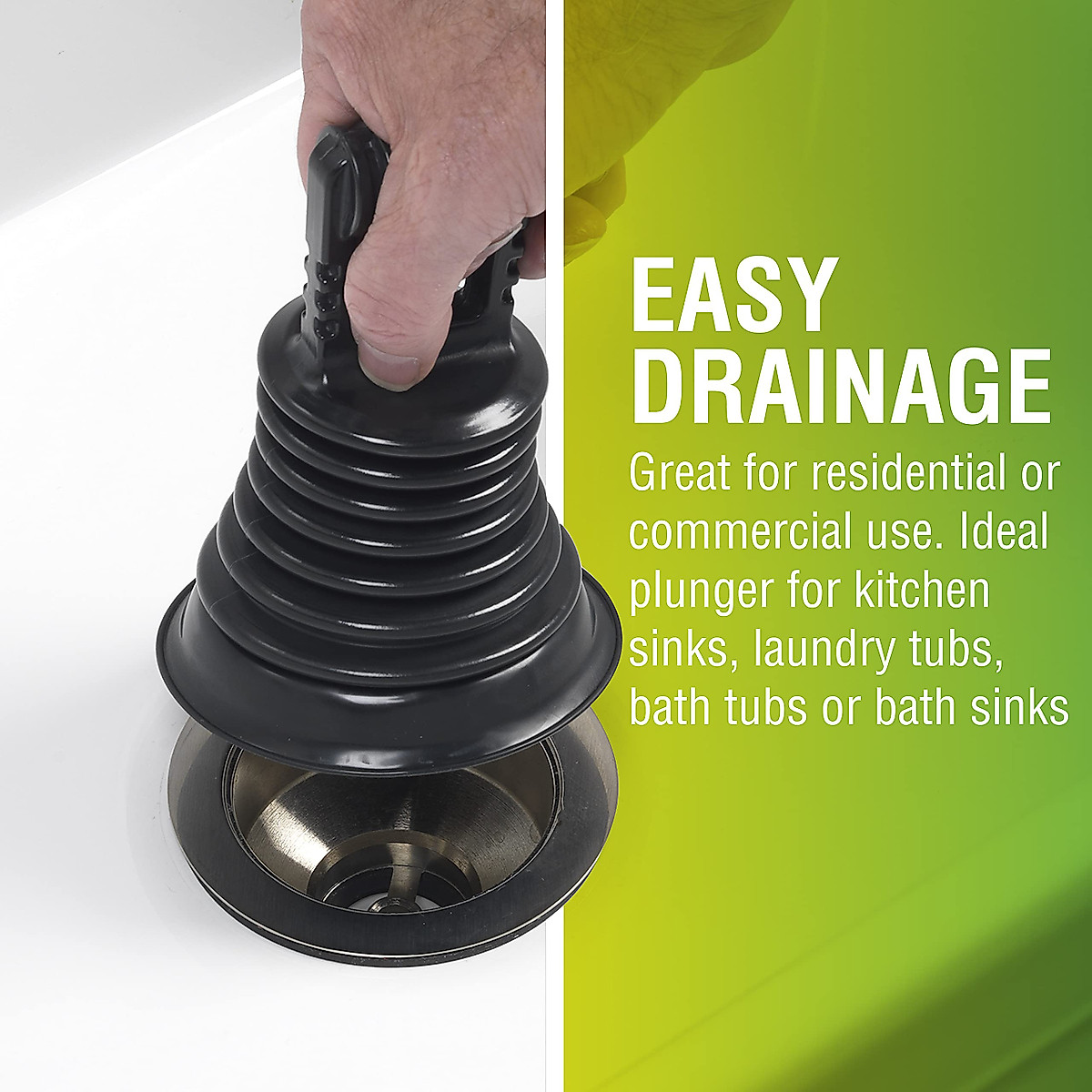LDR 512 3420-K Mini Bellows Sink and Drain Plunger for Bathrooms, Kitchens, Baths, Compact and Powerful Easy to Store and Hide Perfect for RV's