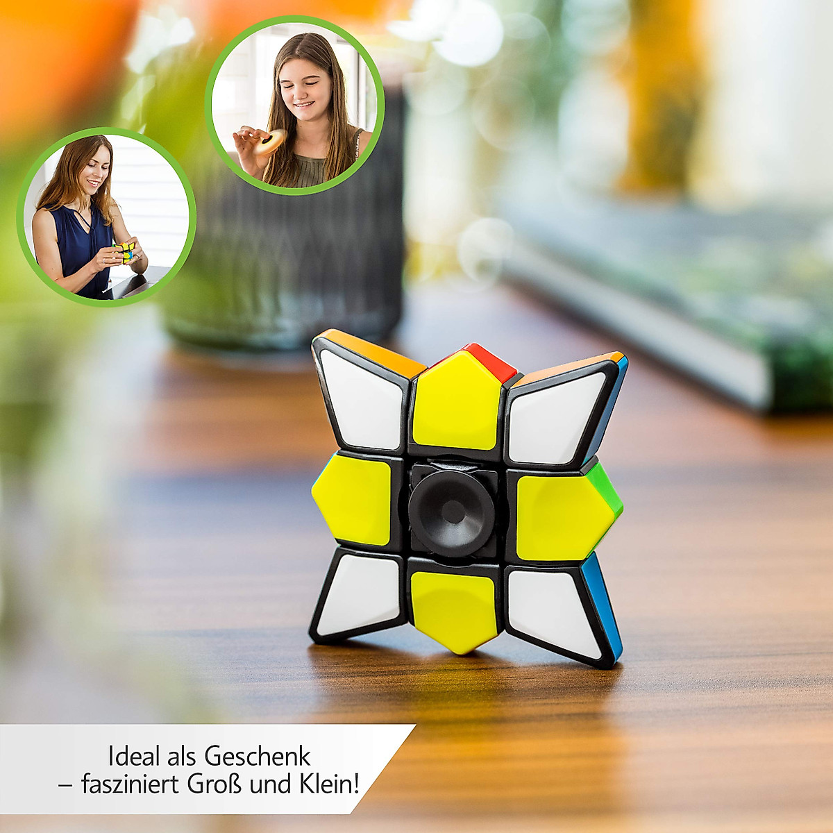 CUBIDI® Star Fidget Cube Spinner 2 in 1 Toy, 1x3x3 Magic Speed Cube for Adults, Teens and Kids, Handheld, Lightweight, Durable for Anti-Stress Sensory, Desk Toy, Ideal as Travel Fidgeting, Spinner Toy