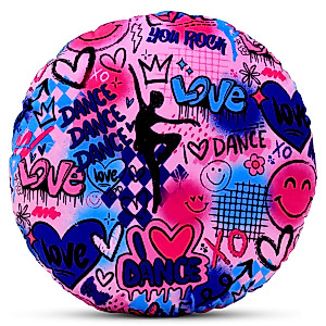 iscream + Corey Paige Designs Love to Dance Smiley Face 13.5" x 13.5" Chenille Accent Fleece Pillow