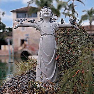 Design Toscano NG34012 Basking in God's Glory Little Girl Outdoor Garden Statue, Medium, Two Tone Stone