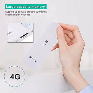 4G LTE USB Modem Dongle, Pocket Mobile Hotspot Router, Network Adapter, with SIM Card Slot, 150Mbps High Speed, 10 Users Sharing, for Car Outdoor