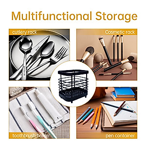 LAIPART Stainless Steel Sink Utensil Holder Countertop,Kitchen Countertop Organizer Rack,Multi-Functional Storage Rack for Kitchen Storage Forks, Knives, Spoons(Black)