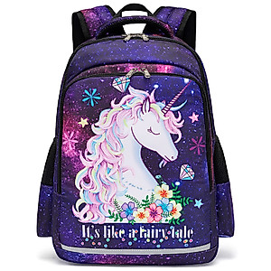 BTOOP Kids Backpack for Girls Preschool Backpacks Toddler Kindergarten School Bag with Chest Strap (Purple Galaxy)