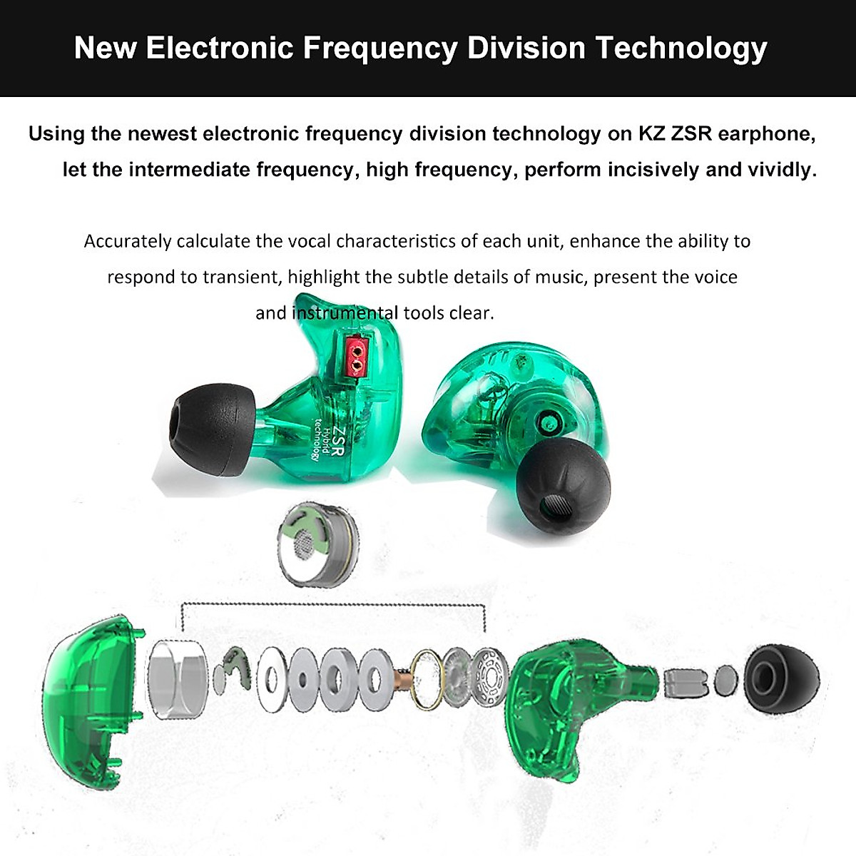 KZ Headphone HiFi Earbuds KZ ZSR Earphone with 2 Balanced Armature and 1 Dynamic Driver, Wired in Ear Earphone IEM with 0.75mm 2 Pin Removable Cable (White with Mic)…