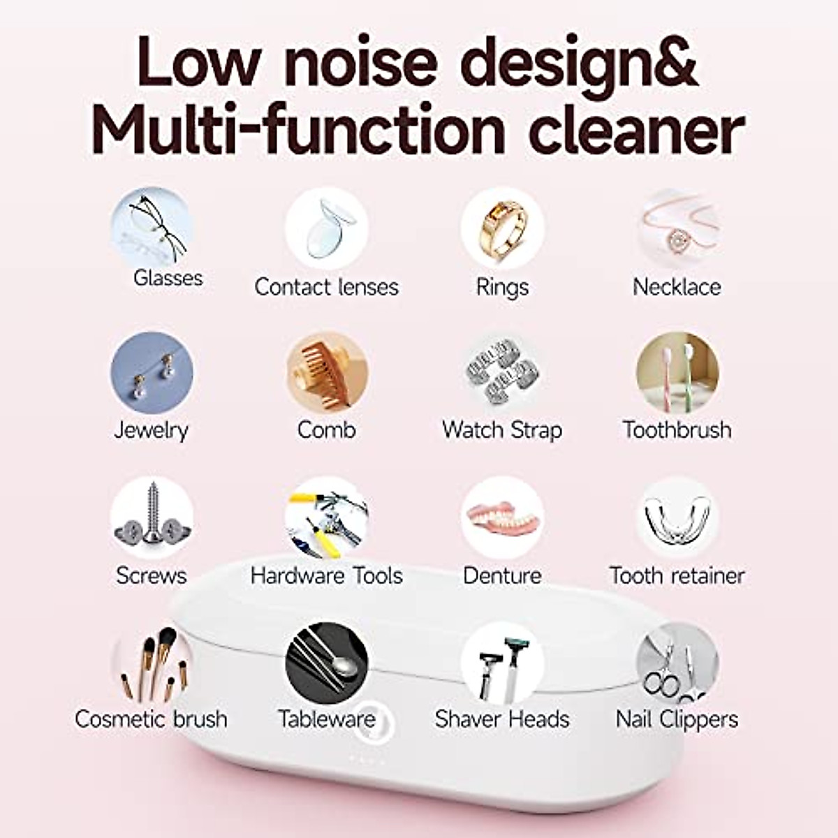 Ultrasonic Cleaner Jewelry Cleaner,Mankiw Portable Professional Jewelry Cleaner Ultrasonic Machine with Stainless Steel Tank for Cleaning Jewelry Eyeglasses Watches Shaver Heads(White)