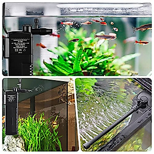 INKPET Aquarium Internal Filter, Submersible Power Filter for 10-20 Gallon Fish Tank with Adjustable Water Flow and Replacement Cartridge,80 GPH, 4.5W