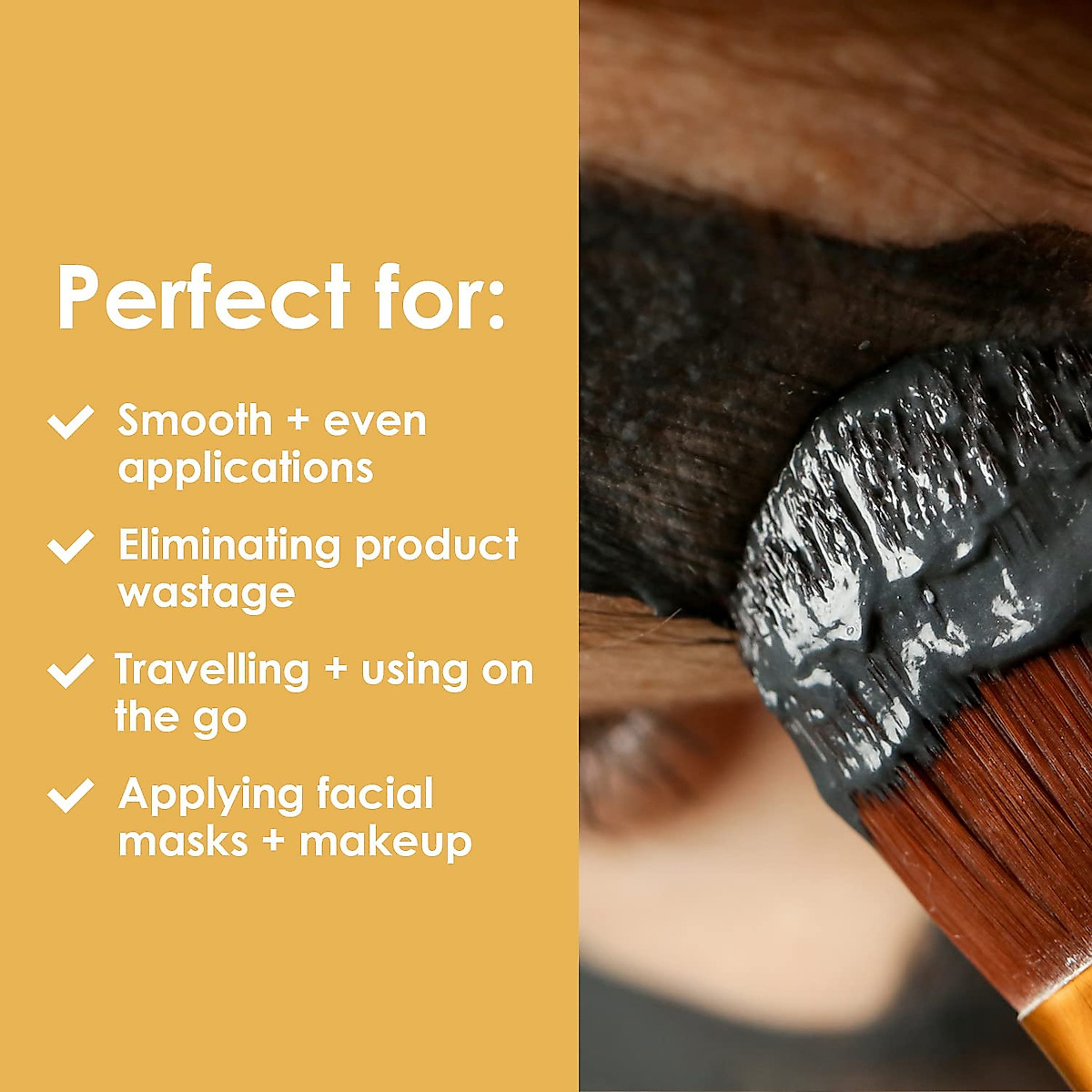 Face Mask Brush - Soft Bamboo Facial Mud Mask Applicator Brush for Applying Facial Mask | Use with Facial Mud Masks, Peel Off Masks, Oils & Makeups (4 inches long)