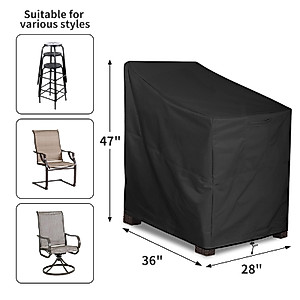 ALSTER Outdoor Chair Covers 2 Pack, Patio Chair Covers(33" L x 34" W x 31" H), Durable and Waterproof Black Furniture Covers for Lounge Deep Seat, Rain Snow Dust Wind-Proof