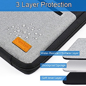 Laptop Case 15.6 Inch, Durable Shockproof Protective Laptop Sleeve, Water Resistant Computer Carrying Bag Briefcase Compatible with 15.6 inch HP, Dell, Acer, Asus, Lenovo, Notebook, Black/Grey
