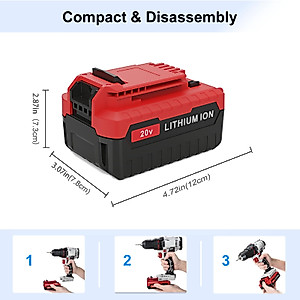 2 Pack 6.0Ah 20V Lithium-ion Replacement Batteries Compatible with Porter Cable 20V Battery PCC681L PCC685L PCC680L PCC682L PCC600 PCC640