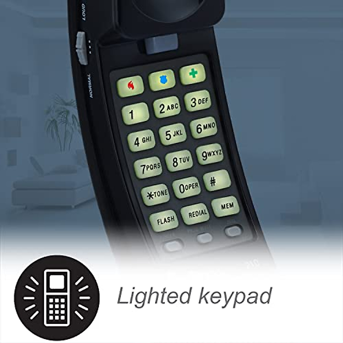 AT&T 210 Basic Trimline Corded Phone, No AC Power Required, Wall-Mountable, Black