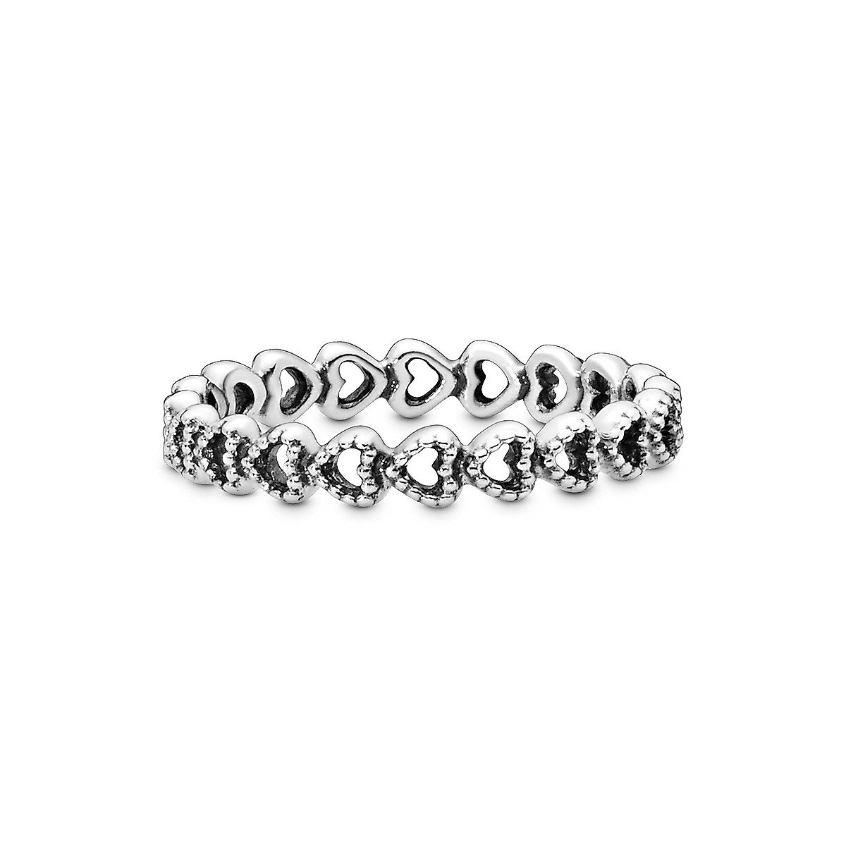 Pandora Jewelry Band of Hearts Sterling Silver Ring, Size 4.5