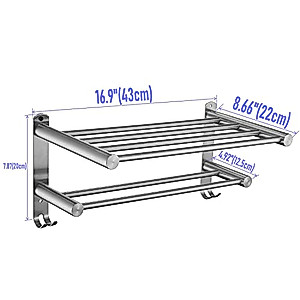 Leekayer Bathroom Towel Rack Double Layer, Brushed Nickel 40cm Stainless Steel Bathroom Towel Rack Wall Screw Installation 15.74 inches